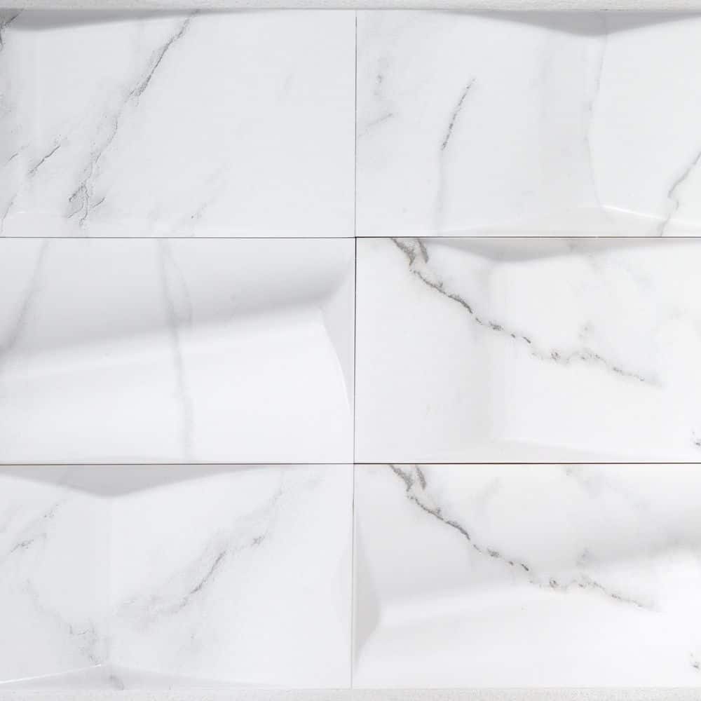 Jeffrey Court Carrara 3D Field Tile White 4 in. x 8 in. Matte Random ...