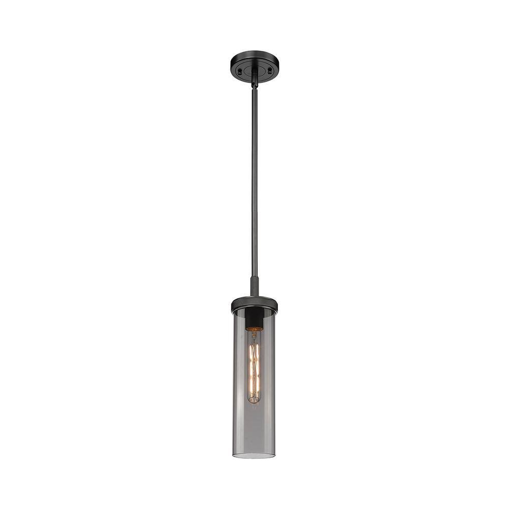 Innovations Lincoln 100-Watt 1 Light Matte Black Shaded Pendant Light ...