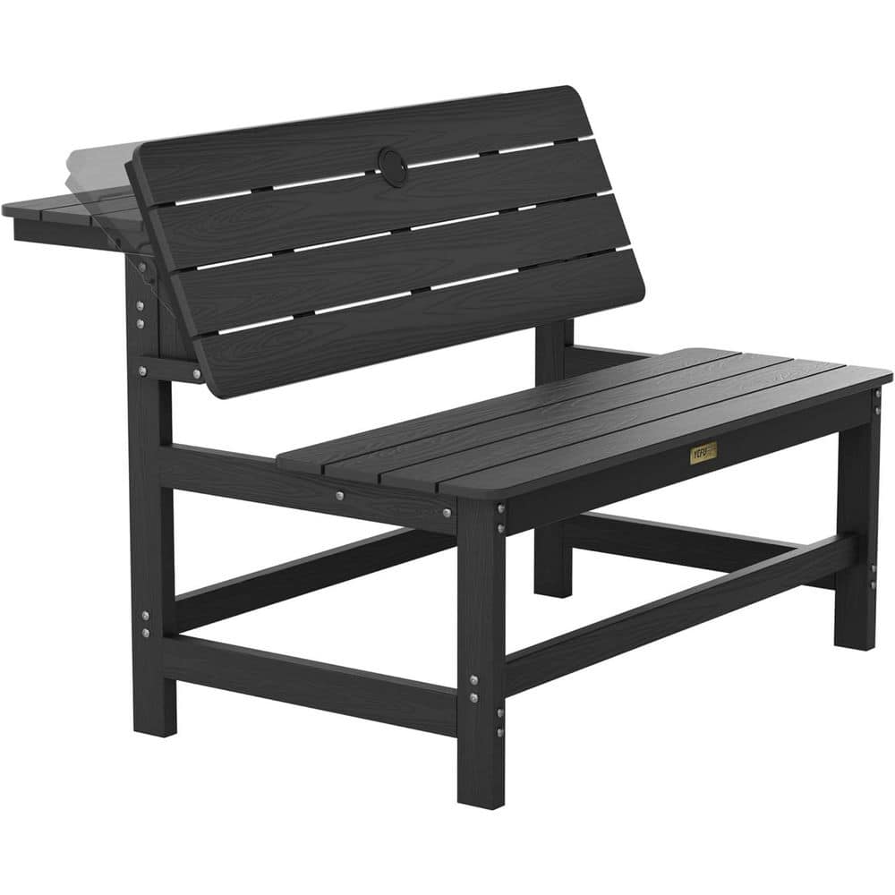Mximu Black HIPS Plastic All-Weather Outdoor Convertible Picnic Table ...