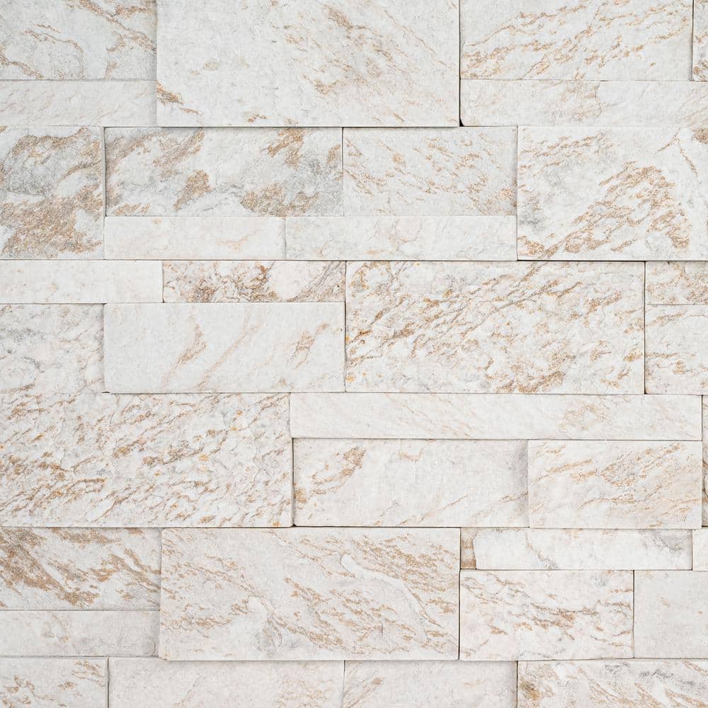 MSI Royal White Ledger Panel 9 in. x 24 in. Splitface Quartzite Wall ...