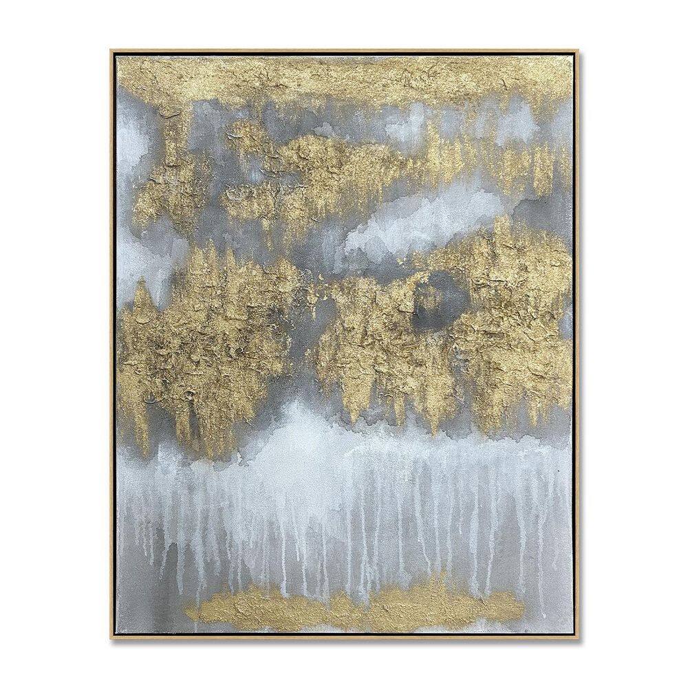A&E "Glint" Framed Abstract Hand Painted Wall Art Print 48 in. x 36 in ...
