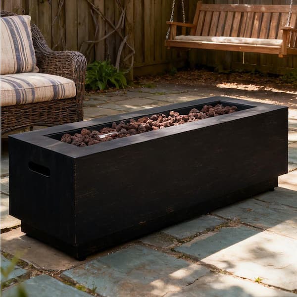 Coporesell 48 in. Dark Grey Rectangular Propane Outdoor Fire Pit ...