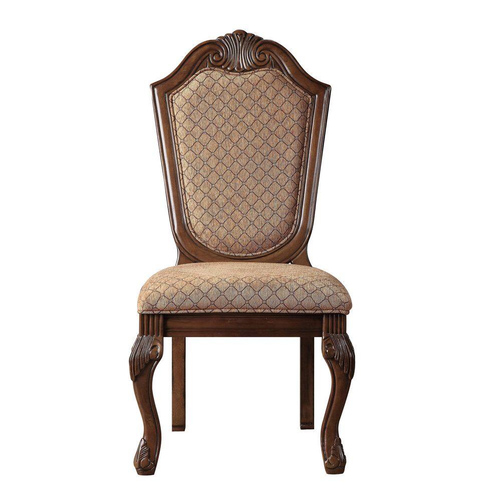 Chateau De Ville Side Chair (Set-2) in Fabric and Cherry 04077A - The ...