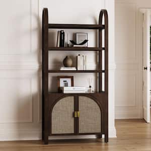 Nathan James Paxton 71 in. Tall Dark Acacia Boho Bookshelf with Solid ...