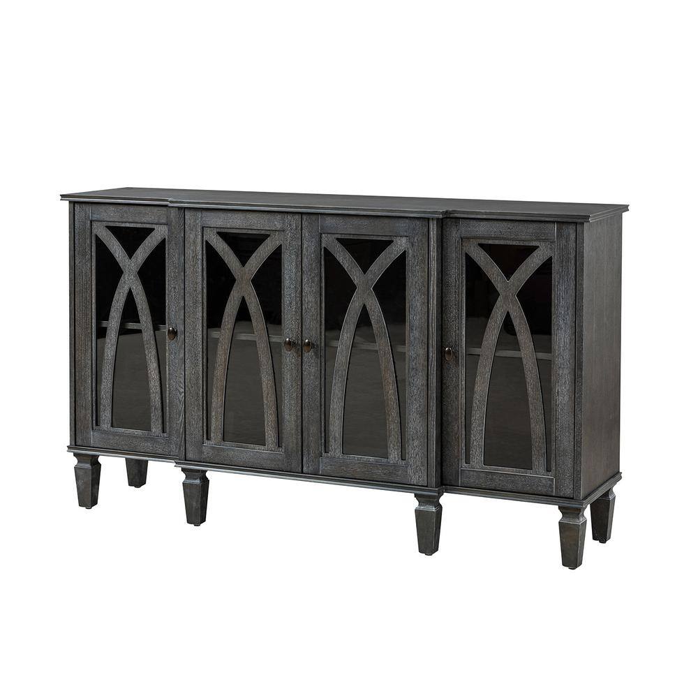 JAYDEN CREATION Jocelyn Grey 60 in. Wide Geometric Patterns Glass Door ...