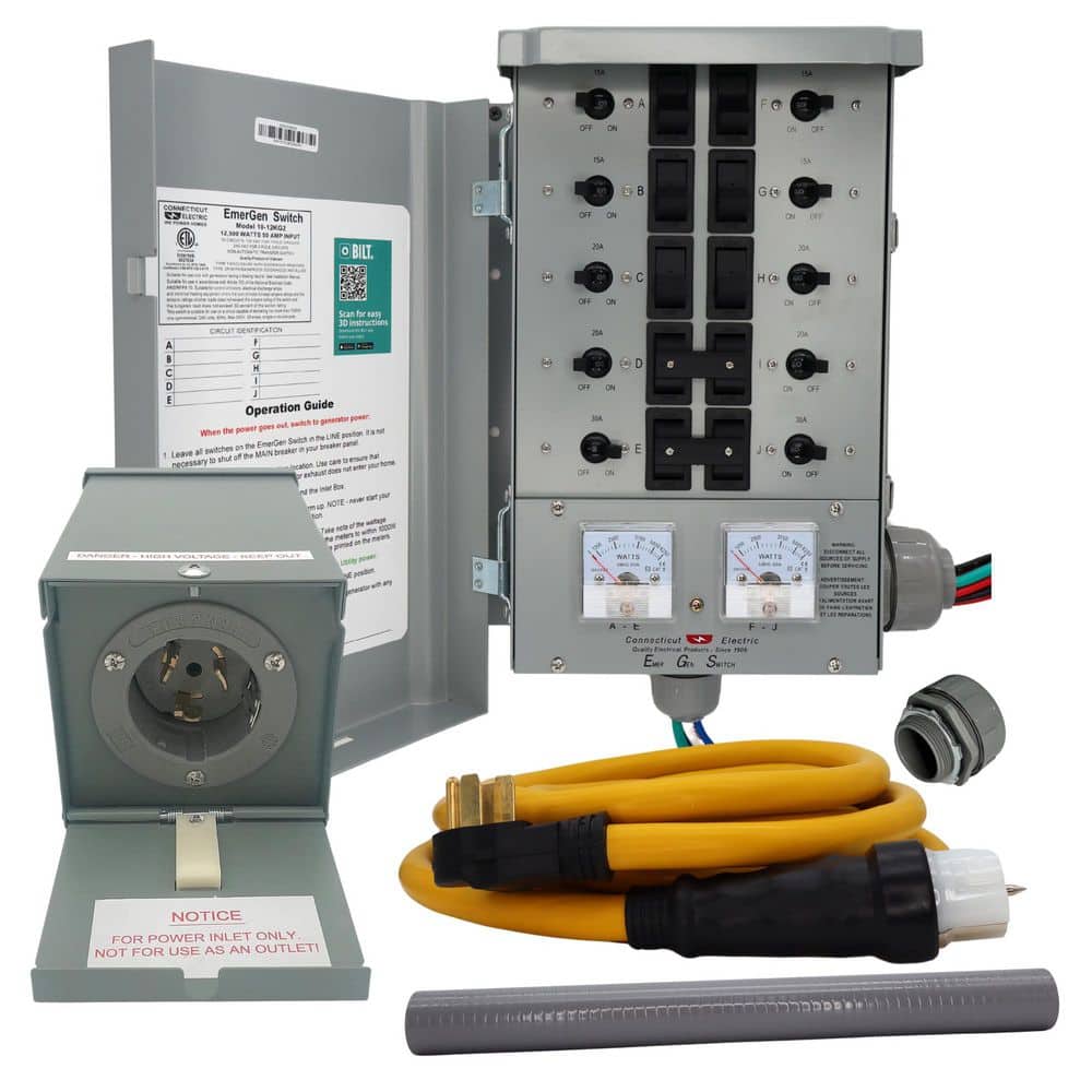 Connecticut Electric Emergen 50 Amp 10 Circuits G2 Manual Transfer ...