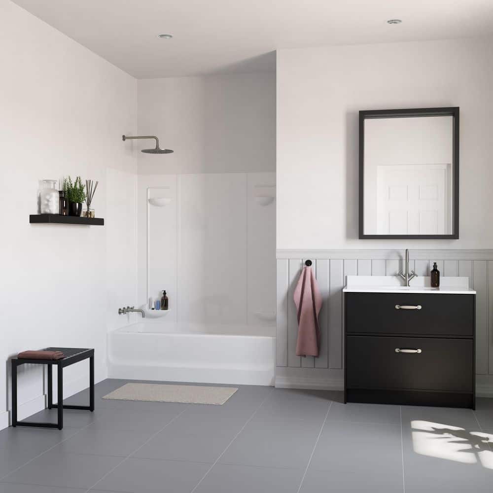 Swan 60 in. W x 57 in. H x 30 in. D Veritek 5-Piece Easy Up Adhesive ...