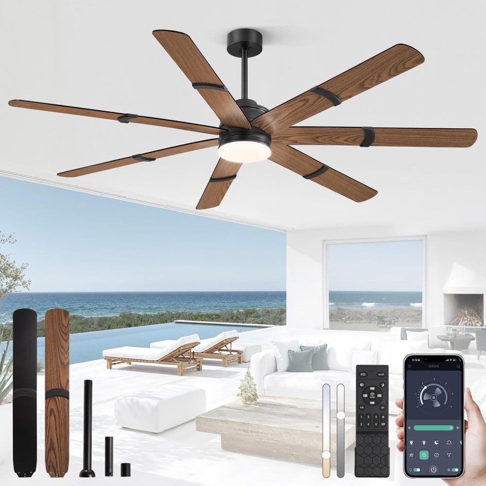 HINNIXY 72 in Black Modern Indoor Ceiling Fans with Lights, APP ...