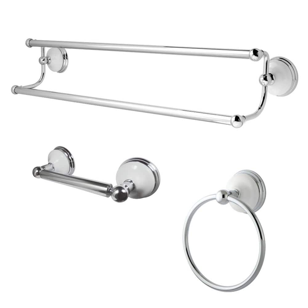 Kingston Brass Traditional 3-Piece Bath Hardware Set in Polished Chrome ...