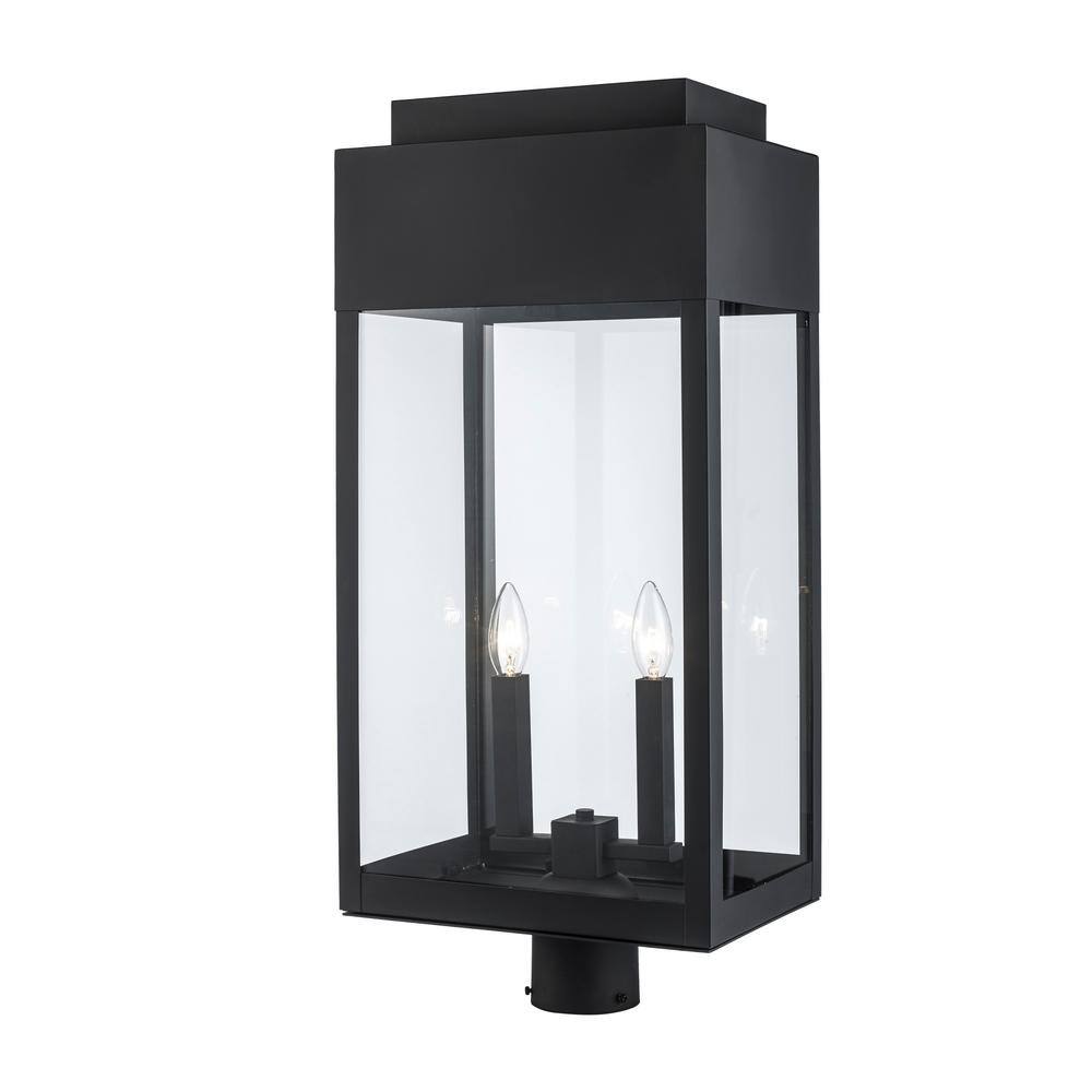 Bel Air Lighting Marley 27 in. 2-Light Black Outdoor Lamp Post Light ...