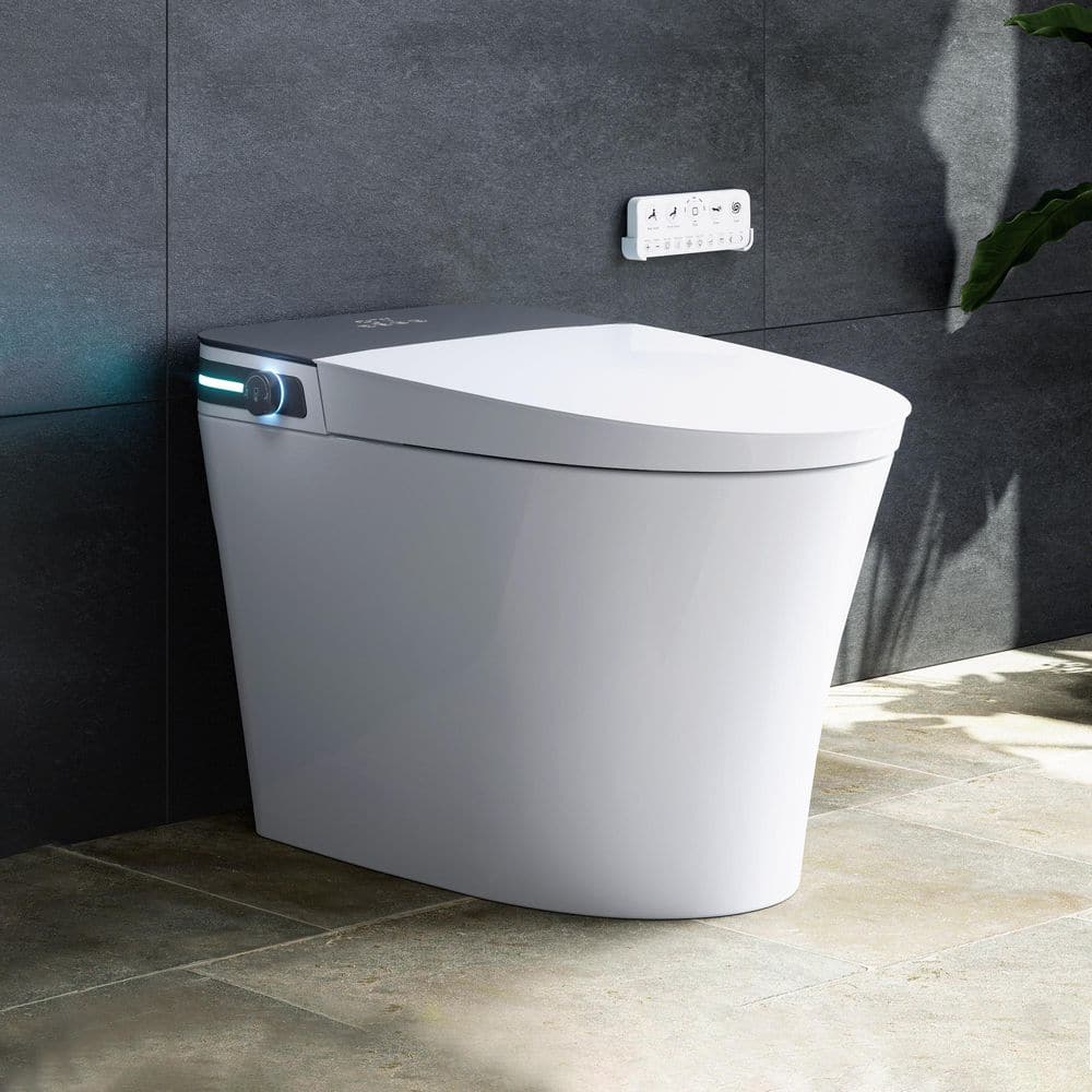 HOROW 10 in. Rough-In Elongated 1/1.27 GPF Smart Bidet Toilet in White ...