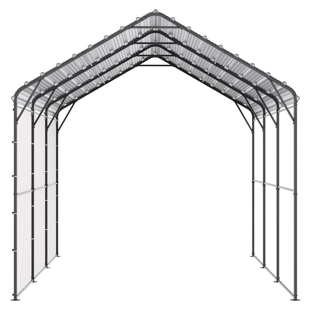 SVOPES Heavy Duty Metal Carport, 10 ft. x 15 ft. Outdoor Shelter with ...