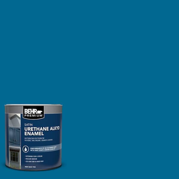 BEHR PREMIUM 1 qt. #OSHA-1 OSHA SAFETY BLUE Satin Enamel Urethane Alkyd ...