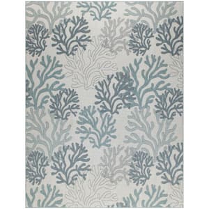 Nourison Garden Oasis Blue 8 ft. x 10 ft. Nature-inspired Contemporary ...
