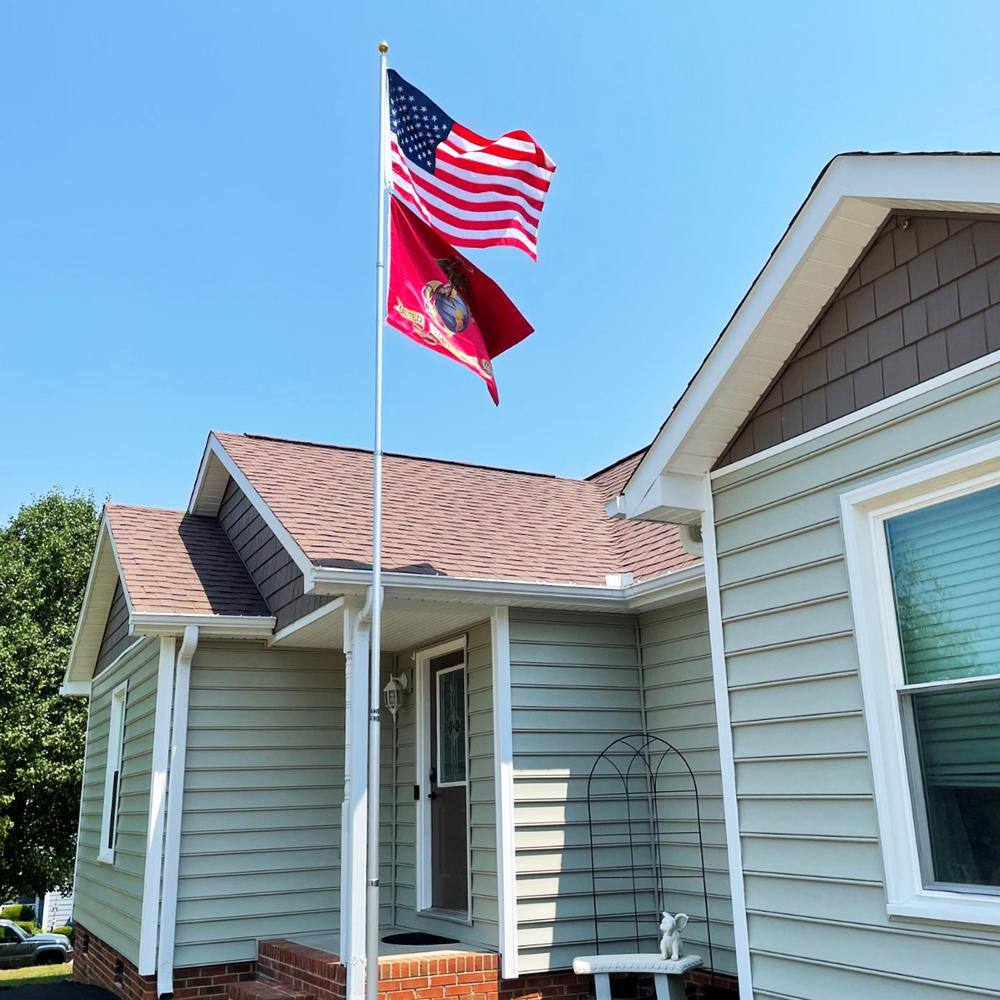 Cisvio 25 ft. Aluminum Flag Pole with Ball Top Kit Telescoping Flagpole ...