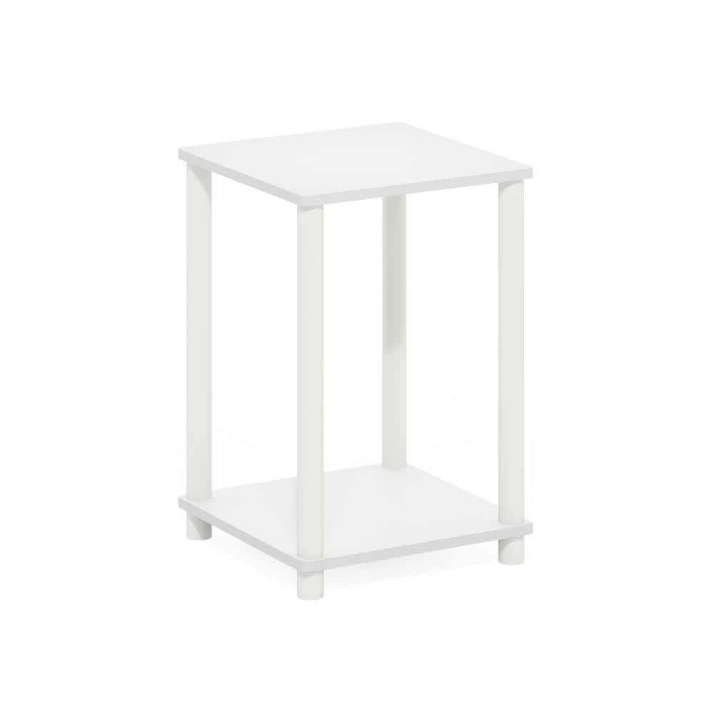 Furinno Turn-N-Tube 13.4 in. White/White Square Wood End Table ...