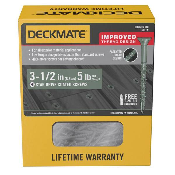 Deckmate #10 x 3-1/2 in. Star Drive Flat Head Deck Screw 5 lbs.-Box ...