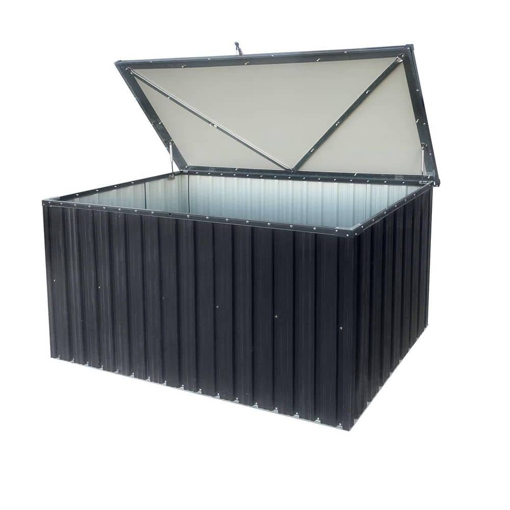Clihome 344 Gal. Outdoor Metal Deck Box with Waterproof Roof and ...