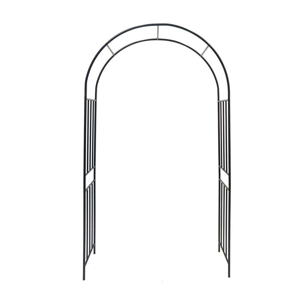 Flat Top Series 85.82 in. x 17.52 in. Black Iron Garden Arbor-Heavy ...