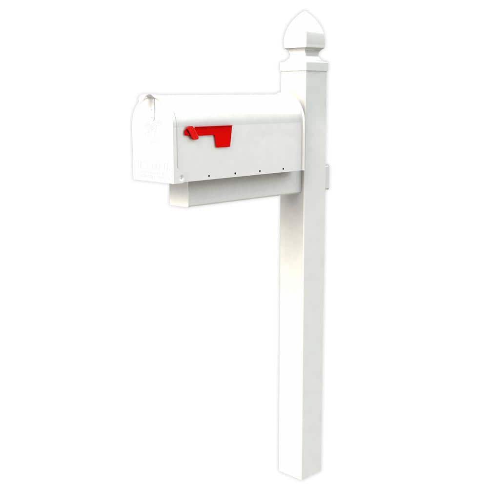 Gibraltar Mailboxes Everton Elite White, Medium, Steel Mailbox and Post ...