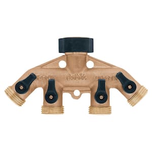 Morvat Brass Garden Hose Splitter, Heavy-Duty 4-Way Hose Connector ...