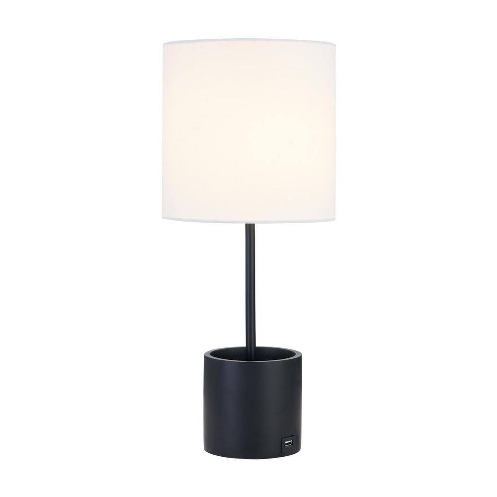 Maxax Riga 19 in. Black Table Lamp with USB T91-BK-S - The Home Depot