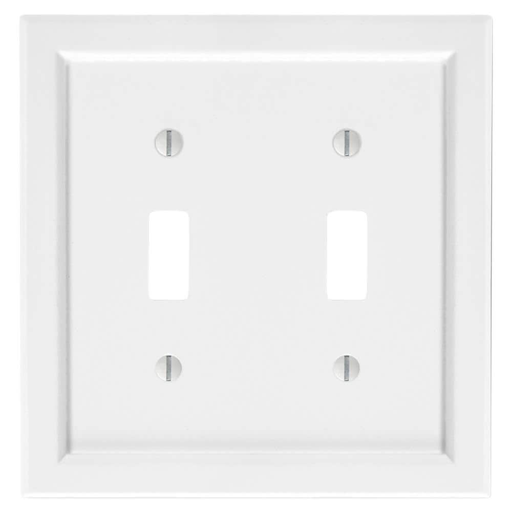 AMERELLE Woodmore 2-Gang White Toggle BMC Wood Wall Plate 210TTWHD ...