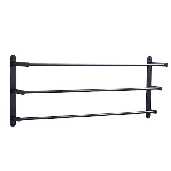 ALEASHA 32 in. 3-Tier Towel Rack Wall Mounted in Matte Black AL-8J503B ...