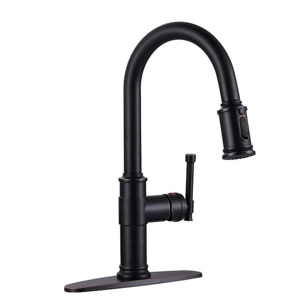 ALEASHA Retro 16.2 in. Single Handle Pull Down Sprayer Kitchen Faucet ...