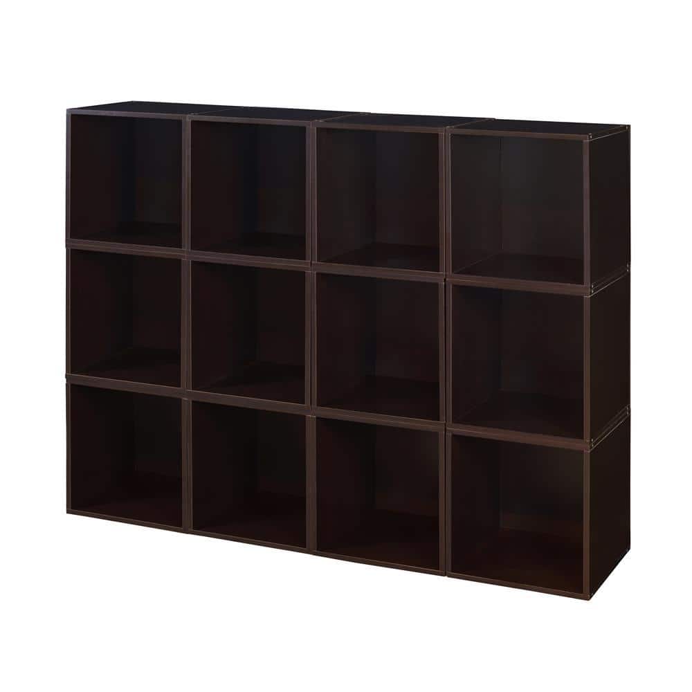 Regency 39 in. H x 52 in. W x 13 in. D Brown Wood 12-Cube Organizer ...