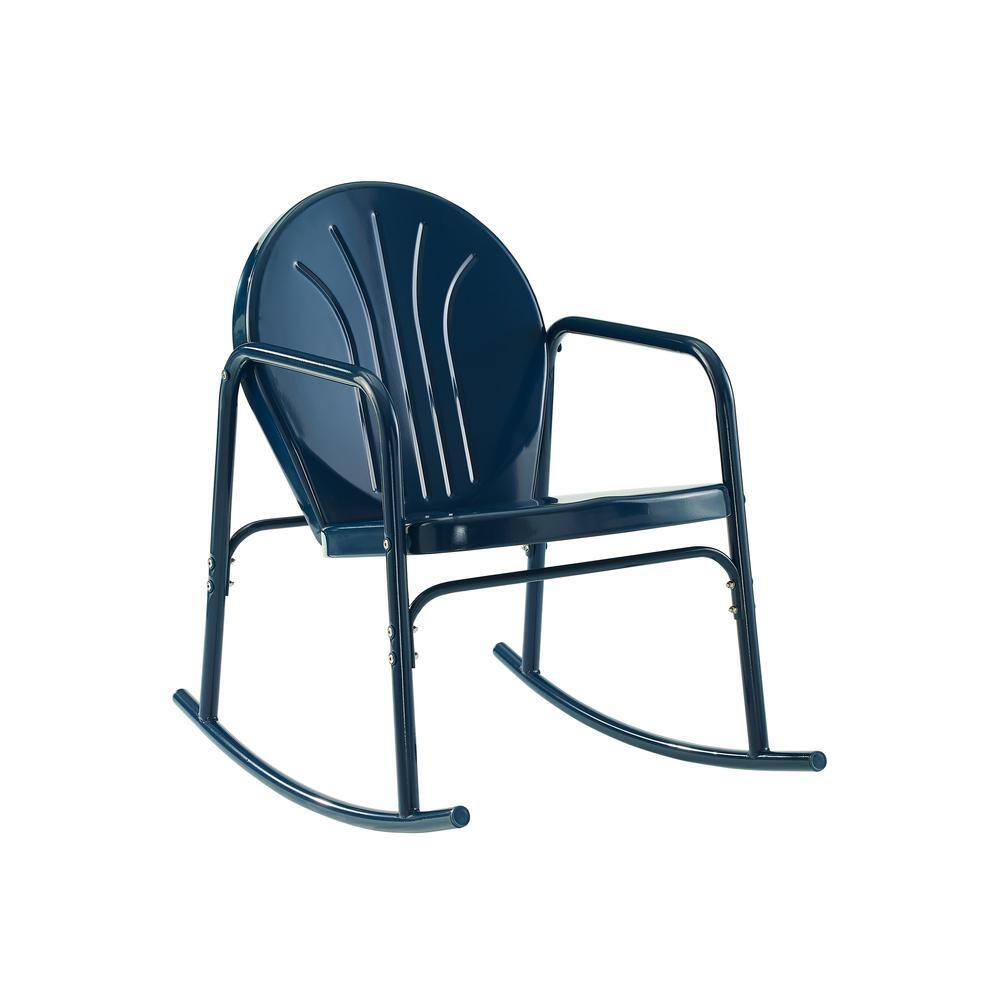CROSLEY FURNITURE Griffith Navy Metal Outdoor Rocking Chair (2-Pack ...
