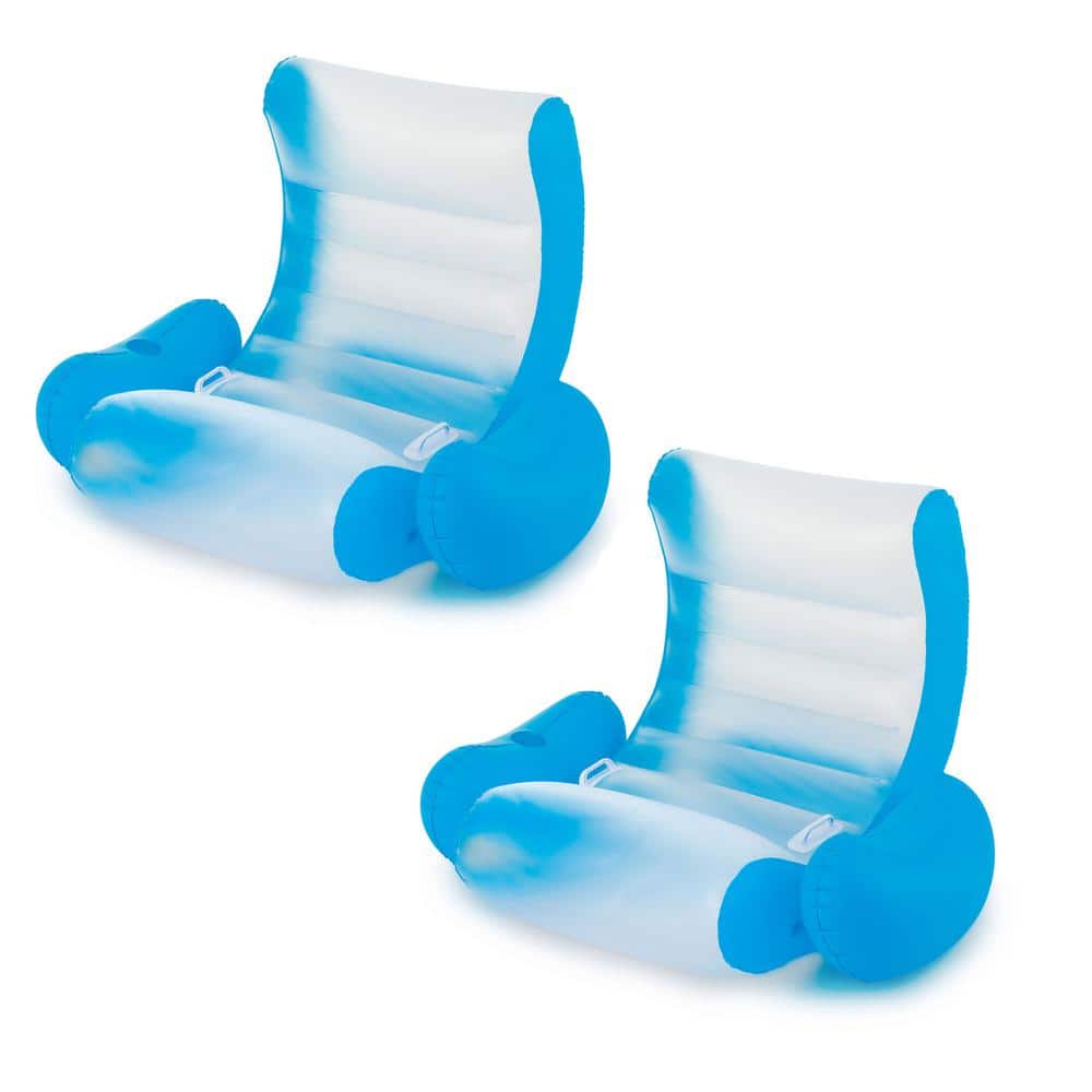 Polygroup Blue Summer Waves Inflatable Pool Rocking Chair Lounge with ...