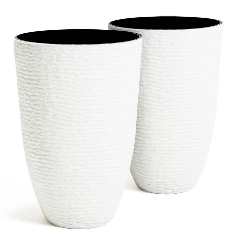 Large White Plastic Indoor/Outdoor Planter (14 in. W x 20.5 in. H) 2 ...