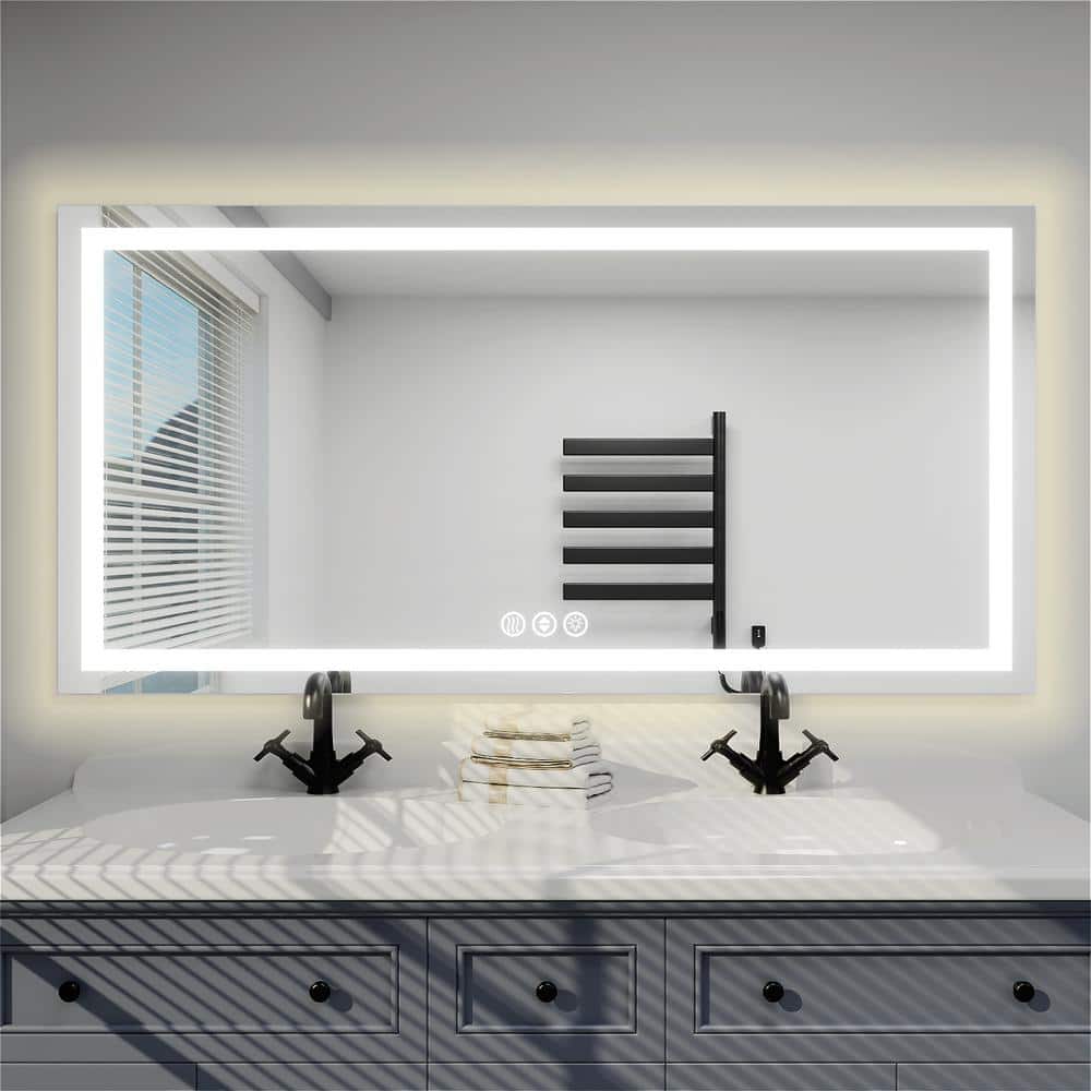 INSTER Luminous 72 in. W x 36 in. H Rectangular Frameless LED Mirror ...