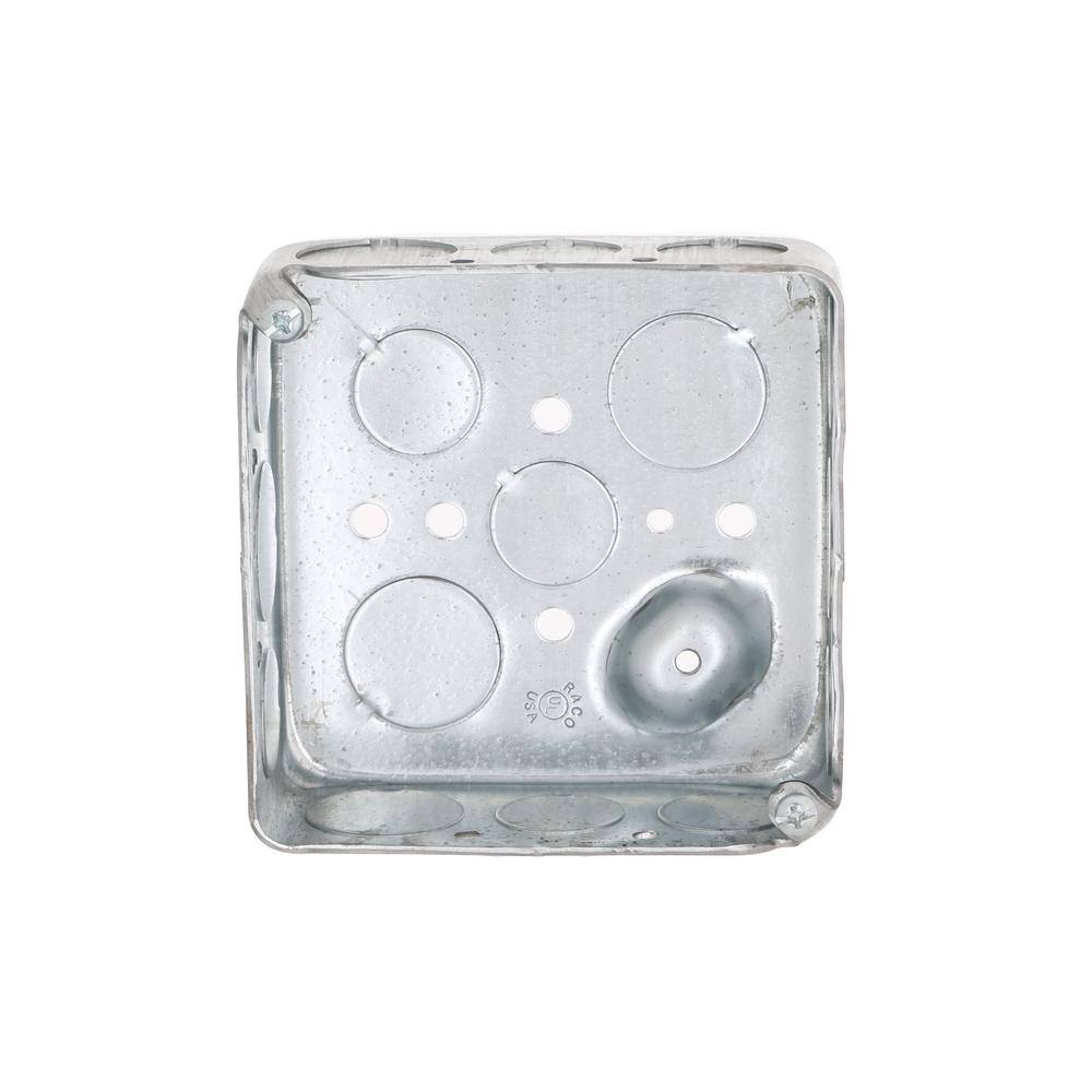 RACO 4 in. W x 1-1/2 in. D 2-Gang Drawn Square Box with Ten 1/2 in. KO ...