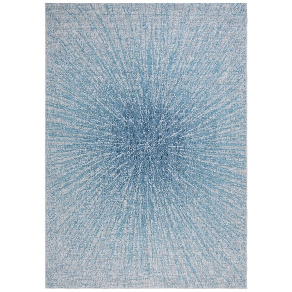 SAFAVIEH Courtyard Gray/Navy 8 ft. x 11 ft. Celestial Ombre Indoor ...