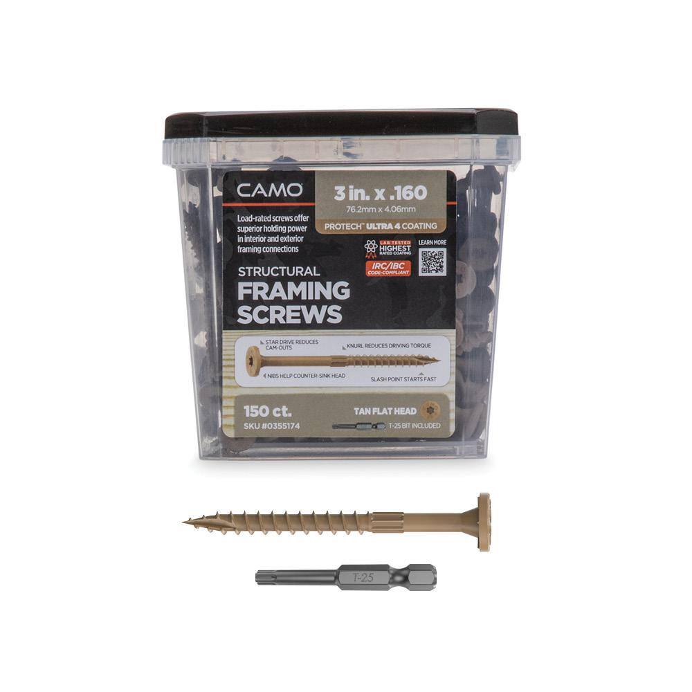CAMO 0.16 in x 3 in. Star Drive Flat Head Structural Framing Wood Screw ...