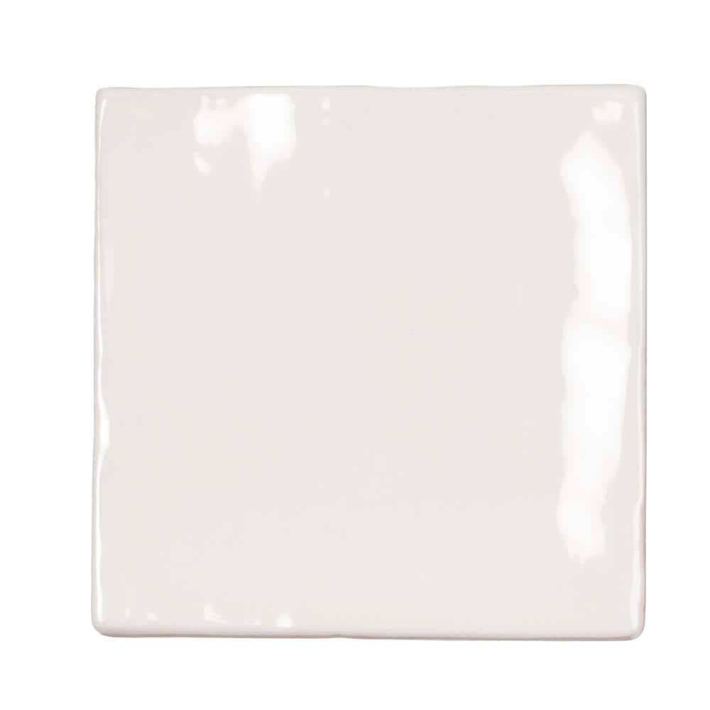 Apollo Tile Silken White 3.94 in. x 3.94 in. Glossy Ceramic Square Wall ...