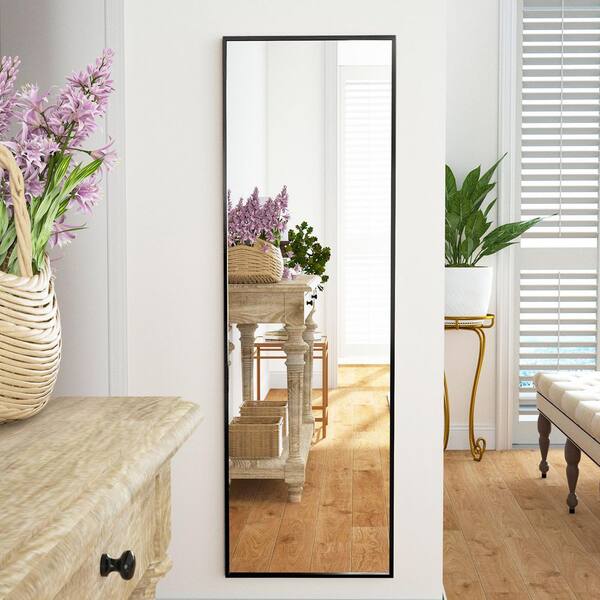 XRAMFY 50 in. H x 16 in. W Modern Rectangular Black Aluminum Alloy ...
