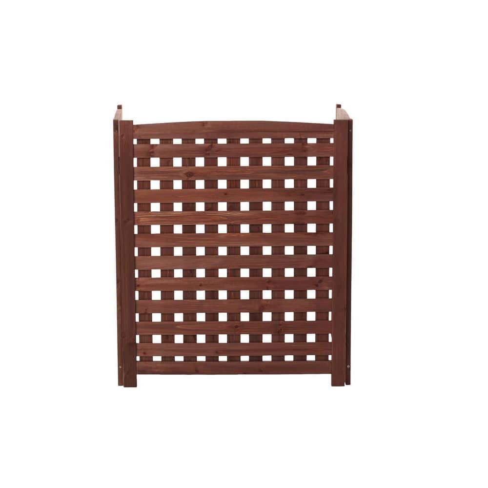 cenadinz 3-Panel Wood Privacy Fence Screen Brown Mesh Fabric for Air ...