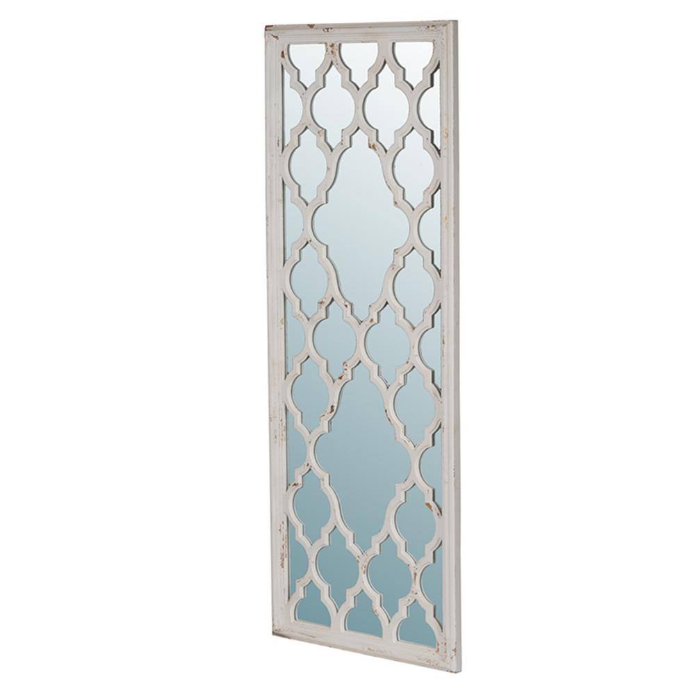 Tradrou White 24 in W x 60 in. H Rectangle Glass Full-length Framed ...