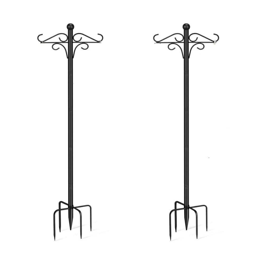 .N/A 17.01 in. Black Metal Heavy Duty Steel Double Arm Shepherd Hook ...
