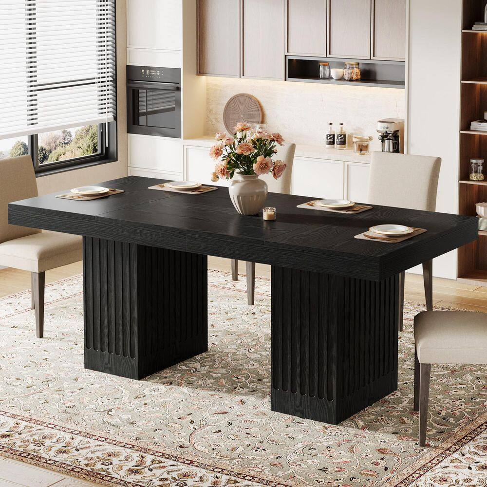 TRIBESIGNS WAY TO ORIGIN Halseey Black 63 in Wood Rectangular Pedestal ...
