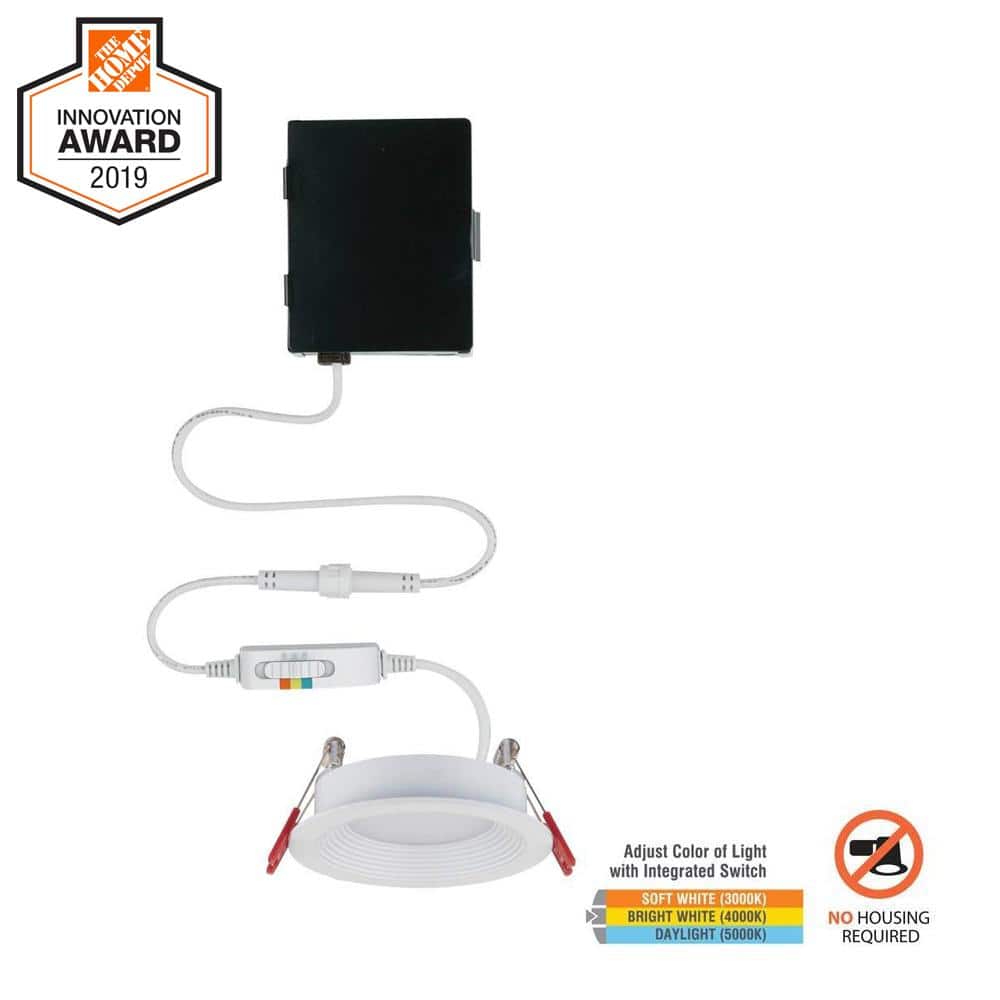 Commercial Electric Slim Baffle 3 in. Color Selectable Canless LED ...