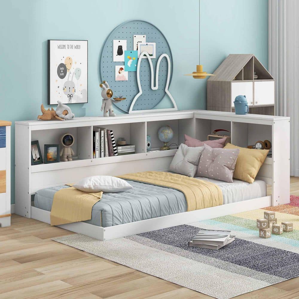 Polibi White Twin Daybed with Storage Cabinets and USB Ports RS519 ...