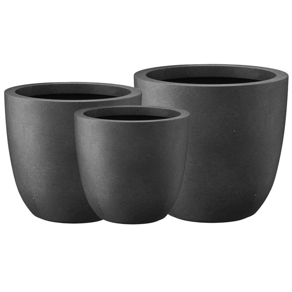KANTE 18 in. 14 in. and 10 in. W Weathered Concrete Round Planters (Set ...