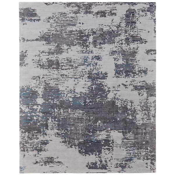 HomeRoots 4 ft. x 6 ft. Ivory, Brown, Blue Abstract Area Rug 2000567873 ...