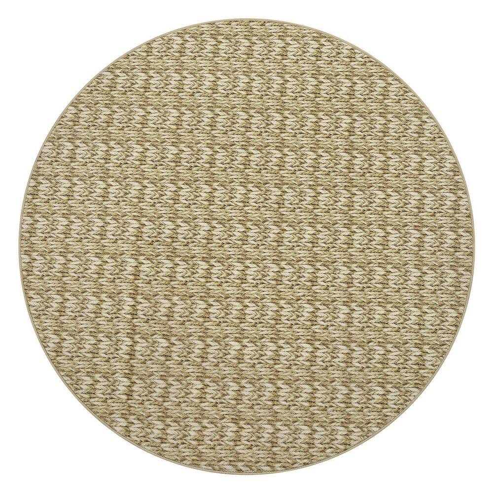 Garvee Camel 4 ft. x 4 ft. Round Polyester Washable Modern Geometric ...