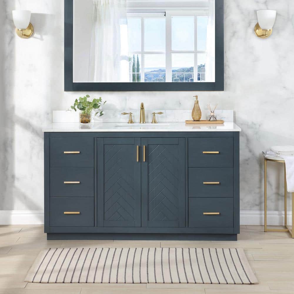 Altair Gazsi 60.0 in. W x 22 in. D x 34 in. H Bath Vanity in Charcoal ...