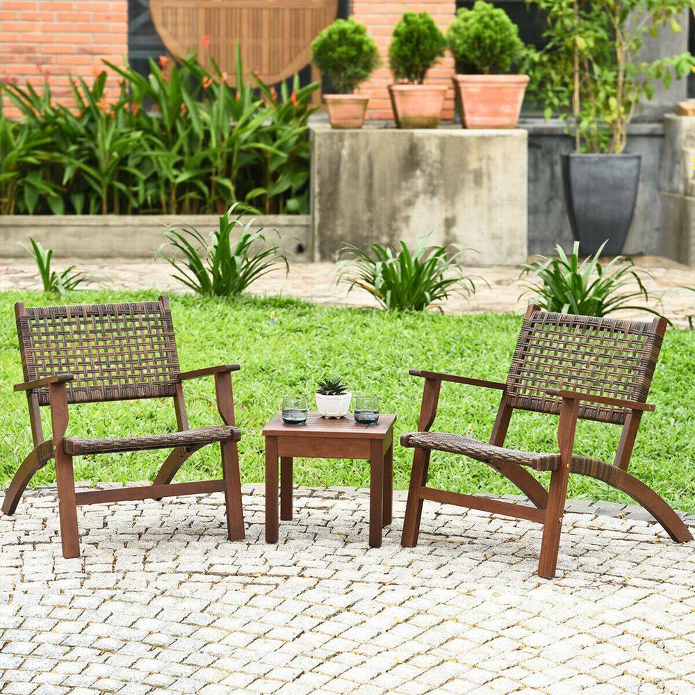 SUNRINX 3-Piece Wood Patio Conversation Set MG20-34HWJJ - The Home Depot